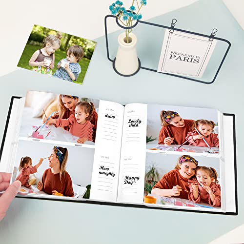 Photo Album 4x6 240 Photos Linen Frame Cover with Memo Areas, 4x6 Photo Album, Wedding Photo Album 4x6, 4x6 Photo Book with Writing Space for Wedding Kids Family Vacation Baby Engagements (Black)