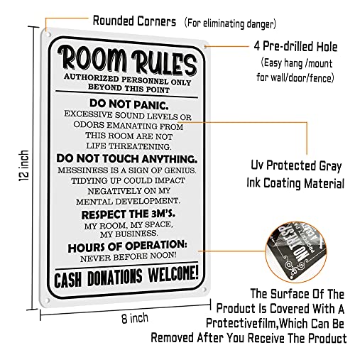 Maoerzai Room Sign for Teen Girls Bedroom Door Decor Room Sign Girl Room Rules Sign Wall Decor 8X12 Inch.