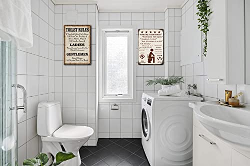 Funny Toilet Rules Warning Sign Metal Tin sign Retro Funy Bathroom Decor for Bar Cafe Pub Home 8x12 Inch