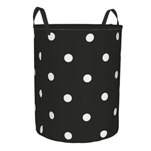 Round Single Black And White Polka Dot Dirty Laundry Hamper,Storage Bin Organizer Laundry Hamper Portable Laundry