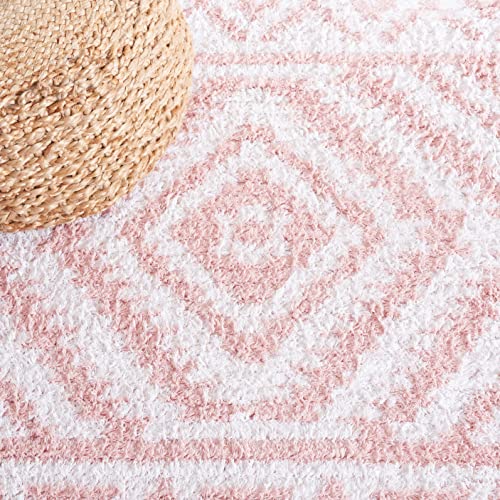 Safavieh Augustine Collection Area Rug - 5' x 7'7", Ivory & Pink, Moroccan Boho Tribal Fringe Design, Non-Shedding & Easy Care, Ideal for High Traffic Areas in Living Room, Bedroom (AGT849U)