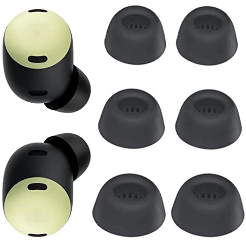 JNSA Replacement Ear Tips Silicone Anti-Slip Eartips Ear Plug Ear Tip Gels Compatible with Google Pixel Buds Pro, [Fit in Case],L/M/S 3 Size 3 Pairs,Black pixbp