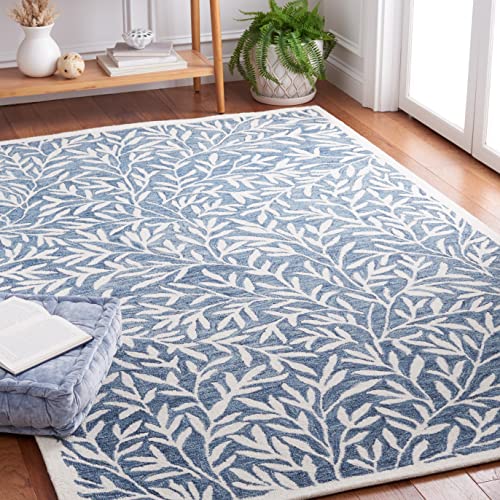 SAFAVIEH Jardin Collection Accent Rug - 3' x 5', Blue & Ivory, Handmade Wool, Ideal for High Traffic Areas in Entryway, Living Room, Bedroom (JAR753M)