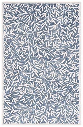 SAFAVIEH Jardin Collection Accent Rug - 3' x 5', Blue & Ivory, Handmade Wool, Ideal for High Traffic Areas in Entryway, Living Room, Bedroom (JAR753M)