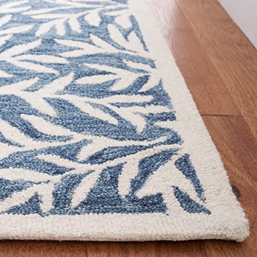 SAFAVIEH Jardin Collection Accent Rug - 3' x 5', Blue & Ivory, Handmade Wool, Ideal for High Traffic Areas in Entryway, Living Room, Bedroom (JAR753M)