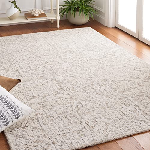 Safavieh Metro Collection Area Rug - 8' x 10', Beige & Ivory, Handmade Floral Wool, Ideal for High Traffic Areas in Living Room, Bedroom (MET879B)