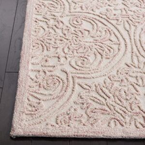 MARTHA STEWART Collection by SAFAVIEH 5' x 8' Ivory/Pink MSR3511U Handmade Contemporary Wool Area Rug