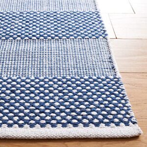 Safavieh Striped Kilim Collection Area Rug - 5' x 8', Ivory & Blue, Flat Weave Cotton Design, Easy Care, Ideal for High Traffic Areas in Living Room, Bedroom (STK802M)