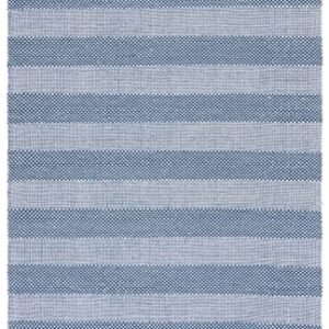 Safavieh Striped Kilim Collection Area Rug - 5' x 8', Ivory & Blue, Flat Weave Cotton Design, Easy Care, Ideal for High Traffic Areas in Living Room, Bedroom (STK802M)