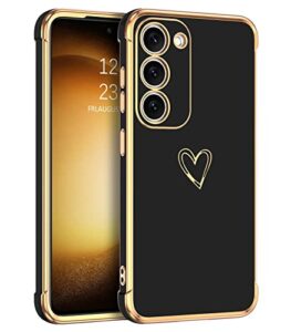 bentoben samsung galaxy s23 case, cute heart pattern slim s23 case, soft flexible shockproof tpu bumper women girl non-slip lightweight phone cover charging case for samsung s23 6.1" 2023, black