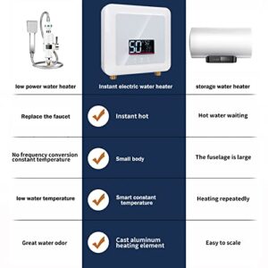 Tankless Instant Hot Water Heater with Remote Control, Electric, 5500W, 110V,Constant Temperature, Digital Display for RV Home Kitchen Indoor(White)（Can't Use Socket）