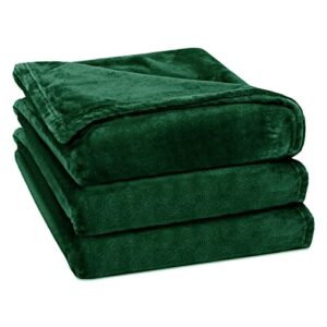 rerelife flannel throw blanket - soft and lightweight blankets for couch and bed - cozy throw fleece blanket for ultimate comfor (dark green, 50x60in)