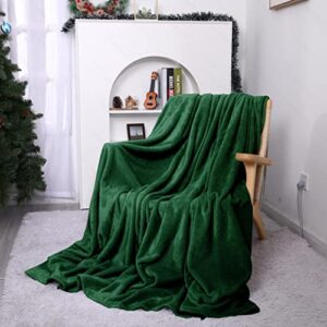 Rerelife Flannel Throw Blanket - Soft and Lightweight Blankets for Couch and Bed - Cozy Throw Fleece Blanket for Ultimate Comfor (Dark Green, 50x60in)