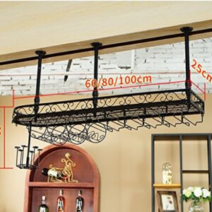 Wine Racks Metal Wine Rack/Hanging Red Wine Cup Holder/Hanging Upside Down Glass Holder/Creative Home Bar/Wine Rack Hanging Glass Holder (Color : 1, Size : 60 * 25 * 32cm)