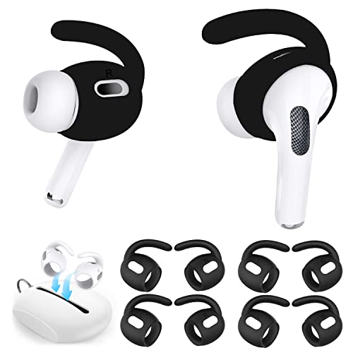 Luckvan 4 Pairs Ear Hooks for AirPods Pro 2 with Silicone Storage Pouch Earbuds Cover for AirPods Pro2 Accessory Wing Ear Tips Black