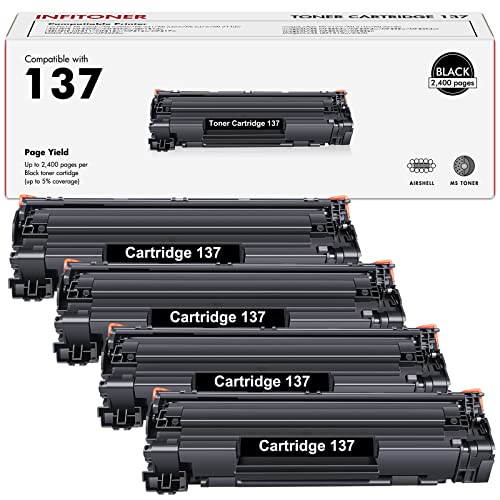 137 Toner Cartridge 4-Pack Compatible Replacement for Canon 137 Black Toner Cartridge CRG137 for ImageCLASS D570 MF232w MF242dw MF236n MF249dw MF244dw MF247dw MF227dw MF229dw Printer Toner