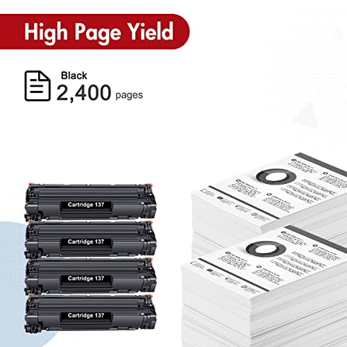 137 Toner Cartridge 4-Pack Compatible Replacement for Canon 137 Black Toner Cartridge CRG137 for ImageCLASS D570 MF232w MF242dw MF236n MF249dw MF244dw MF247dw MF227dw MF229dw Printer Toner