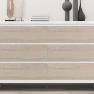 LTMEUTY Dresser for Bedroom - Modern Bedroom Dresser with 6 Drawers, Wooden Horizontal Dresser, Chest of Dresser