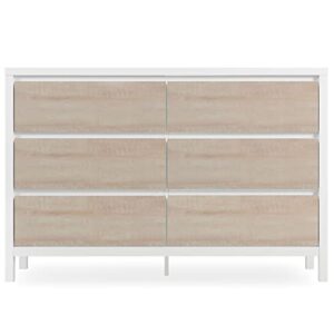 LTMEUTY Dresser for Bedroom - Modern Bedroom Dresser with 6 Drawers, Wooden Horizontal Dresser, Chest of Dresser