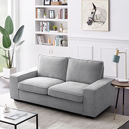 ABAKAN 71.25" Modern Sofas Couches for Small Space,Chenille Living Room Sofa Loveseat with Metal, Solid Wood, High Density Cotton, Removable Back Cushion and Seat Cushion(Grey)