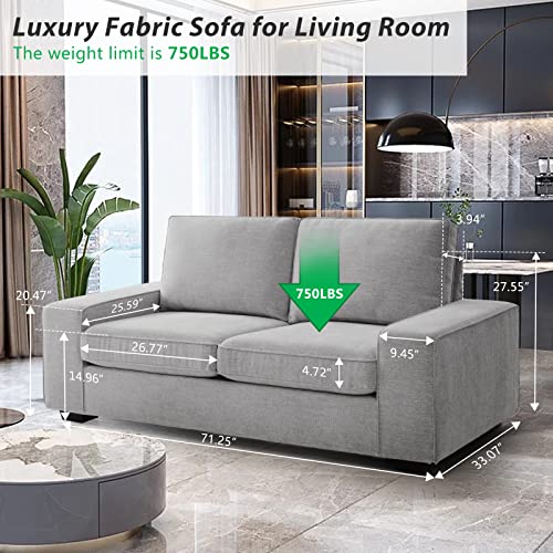 ABAKAN 71.25" Modern Sofas Couches for Small Space,Chenille Living Room Sofa Loveseat with Metal, Solid Wood, High Density Cotton, Removable Back Cushion and Seat Cushion(Grey)