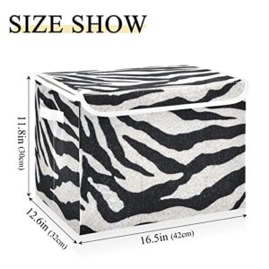 Zebra Texture Background Foldable Storage Bins with Lids Decorative Storage Box Container for Home Bedroom Closet Office