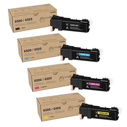 Phaser 6500 Toner Cartridge Set: Doph High Capacity 106R01597 106R01594 106R01595 106R01596 Toner Cartridge Replacement for Xerox Phaser 6500 6500n WorkCentre 6505 6505dn Printer (4Pack, BK/C/M/Y)