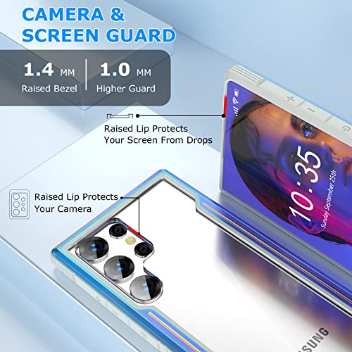 Compatible with Galaxy S23 Ultra Case, Heavy Duty Shockproof Military Drop Protection Slim Cases Phone Covers Clear for Samsung Galaxy S23 Ultra 5G 6.8 inches - Iridescent