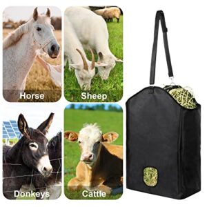 VCZONE 2 Packs Goat Hay Feeder Bag, Hay Feeder Bag with 1680D Oxford Cloth Fabric, Hanging Feeder Bag for Horse Sheep Donkeys Cattle (Black)