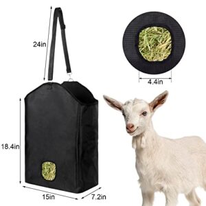 VCZONE 2 Packs Goat Hay Feeder Bag, Hay Feeder Bag with 1680D Oxford Cloth Fabric, Hanging Feeder Bag for Horse Sheep Donkeys Cattle (Black)