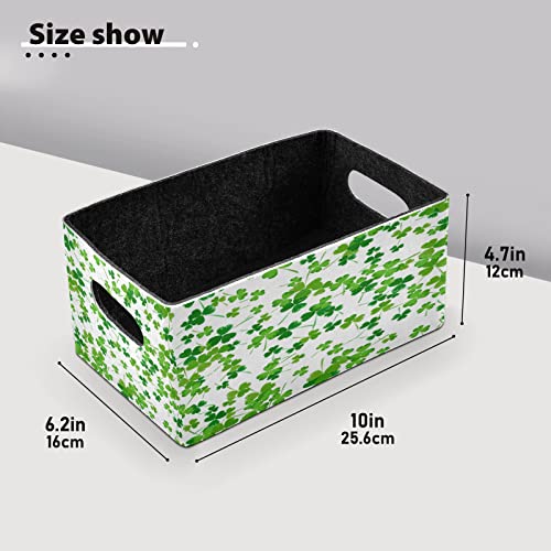 Kcldeci St. Patrick's Day Clover Storage Bins 2-Pack Foldable Storage Baskets for Organizing Closet Large Storage Box Sturdy Organizer Bins