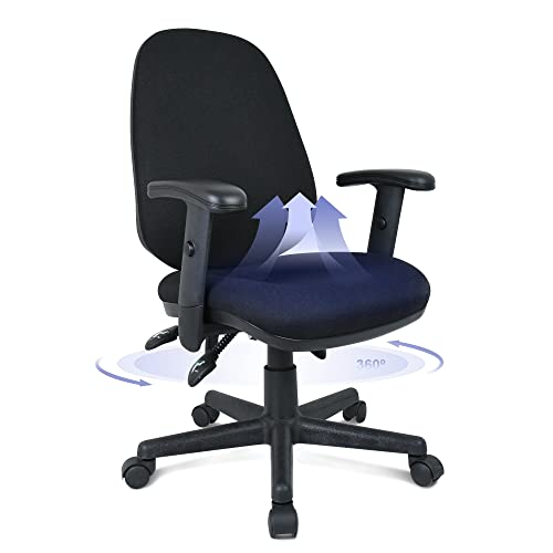 Office Chair Mid Back Swivel Home Office Desk Ergonomic Computer Task Chair with Adjustable Armrests and Lumbar Support, Breathable Rocking Swivel Chair Black