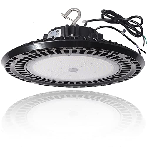 480V 240W UFO LED High Bay Light,38400LM(160lm/w) 5000K Commercial Bay Lighting(1000W MH/HPS Equiv),1-10V Dimmable LED Warehouse Workshop Light with 5' Cable,277-480V AC IP65 DLC & ETL Certified