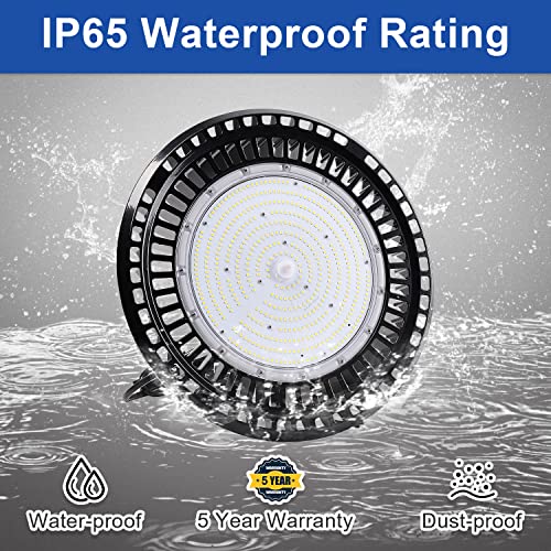 480V 240W UFO LED High Bay Light,38400LM(160lm/w) 5000K Commercial Bay Lighting(1000W MH/HPS Equiv),1-10V Dimmable LED Warehouse Workshop Light with 5' Cable,277-480V AC IP65 DLC & ETL Certified