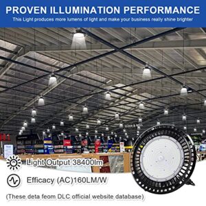 480V 240W UFO LED High Bay Light,38400LM(160lm/w) 5000K Commercial Bay Lighting(1000W MH/HPS Equiv),1-10V Dimmable LED Warehouse Workshop Light with 5' Cable,277-480V AC IP65 DLC & ETL Certified