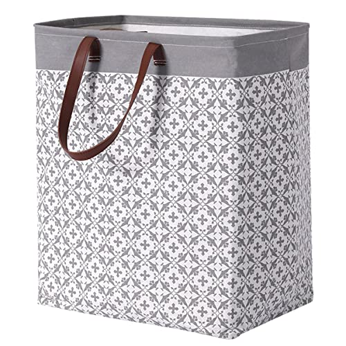 TEELINK Laundry Basket with Handles, 60L Large Collapsible Dirty Clothes Hamper for Laundry, Freestanding Fabric Lightweight Waterproof Toy Storage Basket for Bathroom, Bedroom, Dorm, Outdoor, White