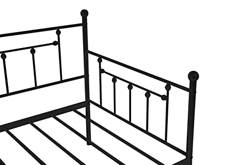 HOUAGI Metal Twin Daybed with Trundle,Sturdy Metal Slats Support,Noise Free/No Box Spring Needed,Black