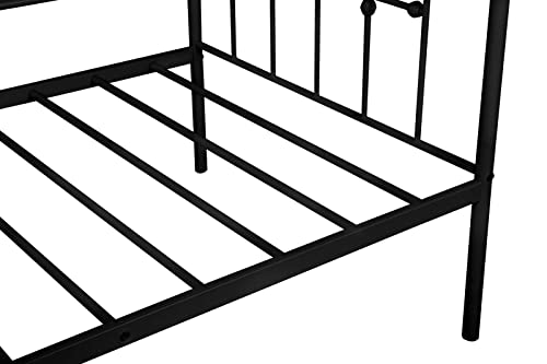 HOUAGI Metal Twin Daybed with Trundle,Sturdy Metal Slats Support,Noise Free/No Box Spring Needed,Black