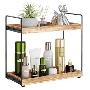 sekepingo 2-tier solid wood bathroom sink counter organizer makeup storage shelf vanity bedroom tray kitchen spice rack coffee station organization