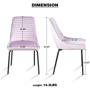 Leather Accent Chair Metal Frame Dining Room Chairs with Extra Thick Padded Backrest and Seat Cushion Non-Slip Adsorption Feet, Vanity Chairs for Bedroom for Home/Office/Hotel, Pink