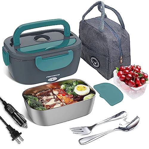 CODKITCHENPRO Fast Electric Lunch Box Food Heater Portable for Car & Home - Leak proof, Heated Lunch Box for Truckers with Removable Stainless Steel Container 1.5 L, 110V/12V/24V[Upgraded]