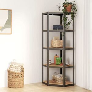 5 tier corner shelf,storage shelf units with a reinforcement bar,165.3 lb loading capacity per shelf,adjustable storage rack for kitchen,laundry room, basement, bathroom 21.7"x21.7"x67.7" anthracite