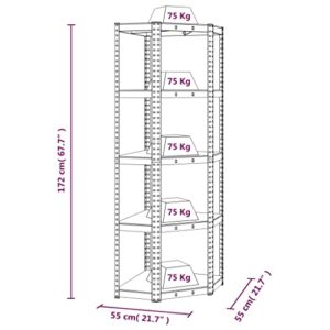 5 Tier Corner Shelf,Storage Shelf Units with a Reinforcement Bar,165.3 lb Loading Capacity per Shelf,Adjustable Storage Rack for Kitchen,Laundry Room, Basement, Bathroom 21.7"x21.7"x67.7" Anthracite