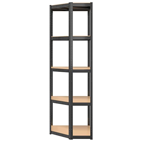 5 Tier Corner Shelf,Storage Shelf Units with a Reinforcement Bar,165.3 lb Loading Capacity per Shelf,Adjustable Storage Rack for Kitchen,Laundry Room, Basement, Bathroom 21.7"x21.7"x67.7" Anthracite