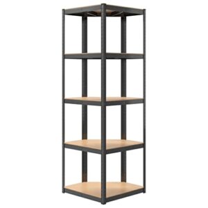 5 Tier Corner Shelf,Storage Shelf Units with a Reinforcement Bar,165.3 lb Loading Capacity per Shelf,Adjustable Storage Rack for Kitchen,Laundry Room, Basement, Bathroom 21.7"x21.7"x67.7" Anthracite