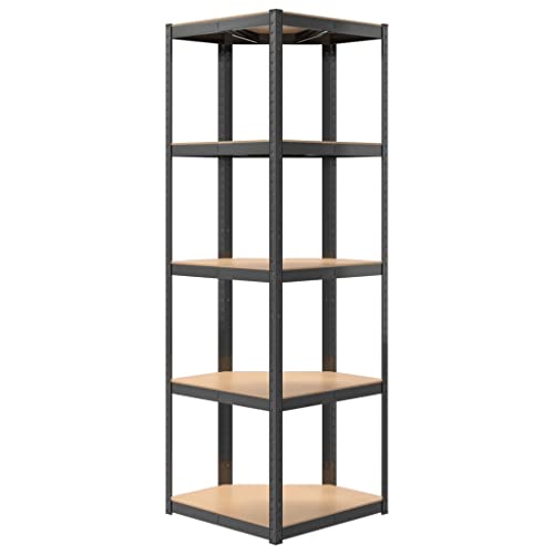 5 Tier Corner Shelf,Storage Shelf Units with a Reinforcement Bar,165.3 lb Loading Capacity per Shelf,Adjustable Storage Rack for Kitchen,Laundry Room, Basement, Bathroom 21.7"x21.7"x67.7" Anthracite