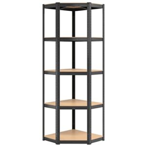 5 Tier Corner Shelf,Storage Shelf Units with a Reinforcement Bar,165.3 lb Loading Capacity per Shelf,Adjustable Storage Rack for Kitchen,Laundry Room, Basement, Bathroom 21.7"x21.7"x67.7" Anthracite