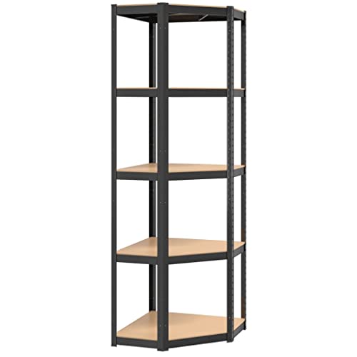 5 Tier Corner Shelf,Storage Shelf Units with a Reinforcement Bar,165.3 lb Loading Capacity per Shelf,Adjustable Storage Rack for Kitchen,Laundry Room, Basement, Bathroom 21.7"x21.7"x67.7" Anthracite