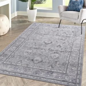 Ashcroft Furniture Co Usak Collection 6' x 9' Gray Oriental Distressed Non-Shedding Area Rug