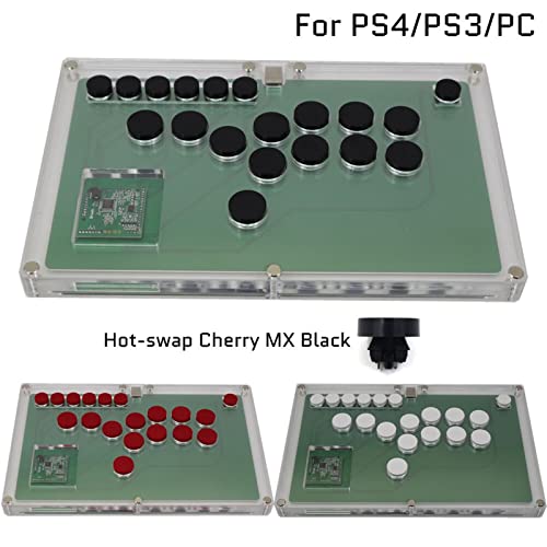 DIACCO B1-PS-DIY Ultra-Thin All Buttons Style Arcade Joystick Fight Stick Game Controller Compatible with PS4/PS3/PC Hot-Swap Cherry MX (Color : White Buttons)